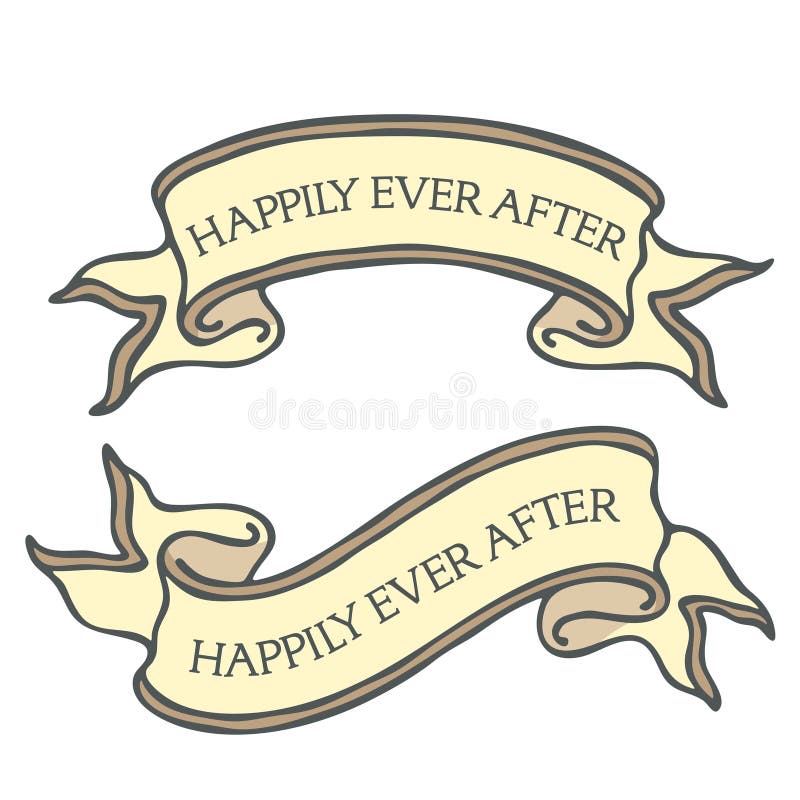 Series of Hand-drawn Ribbon Scroll Banners with Various Message 03 ...