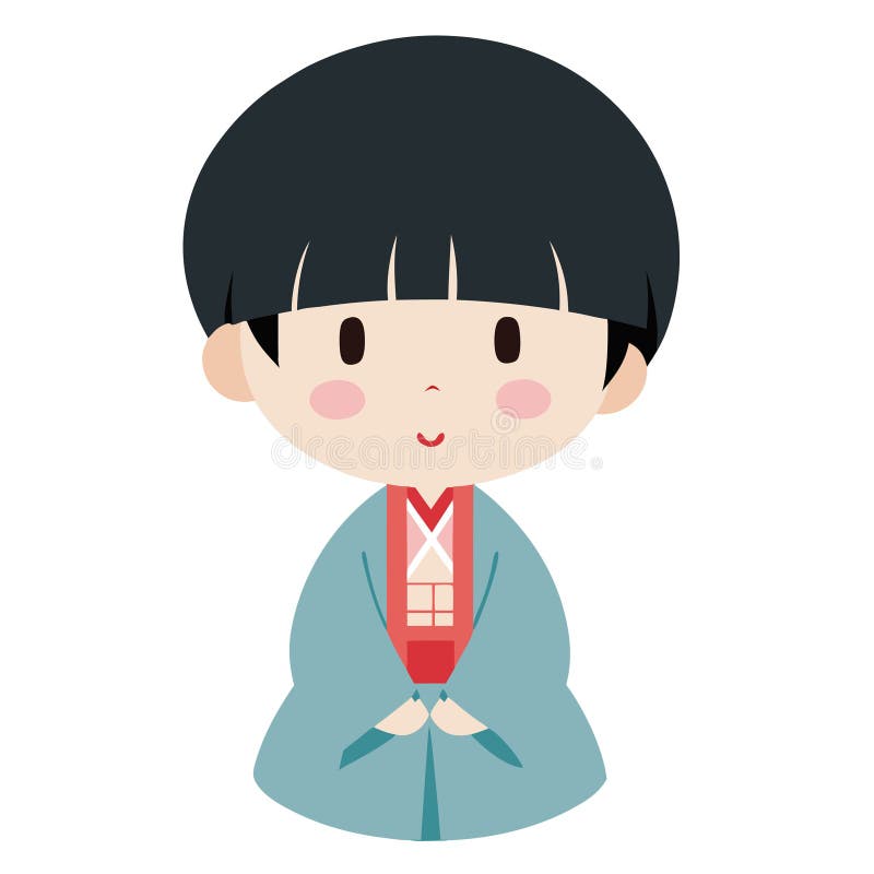 Cute Japanese Boy in Kimono Cartoon Vector Illustration Stock Vector ...