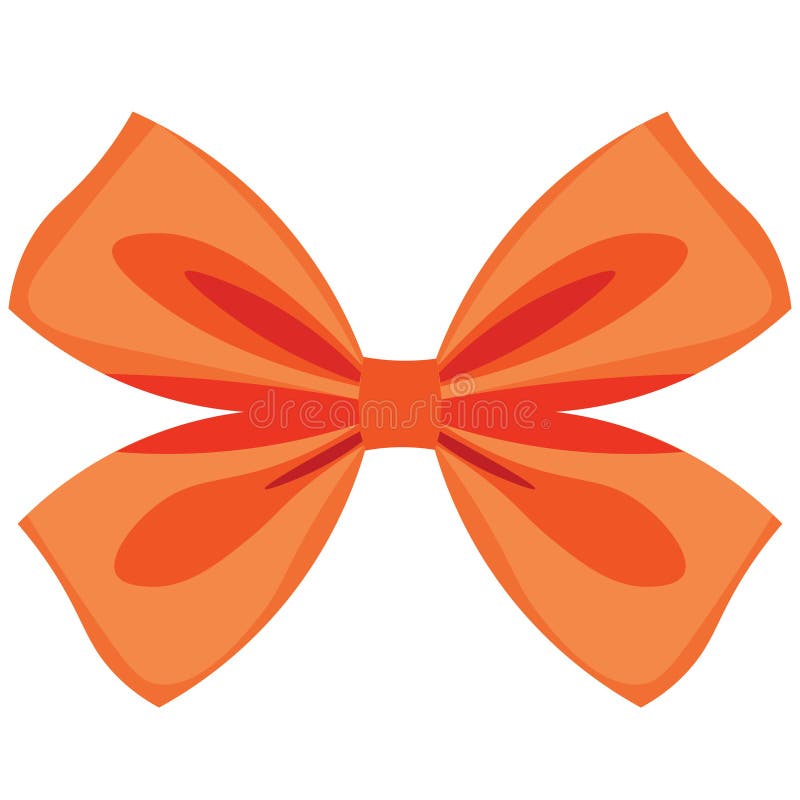 Orange Ribbon Bow Knot Decoration Vector Illustration, Decorative Gift ...