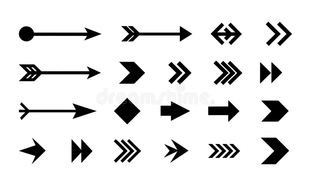 Arrow Item Icons Pack Set Collection, Silhouette Vector Illustration ...