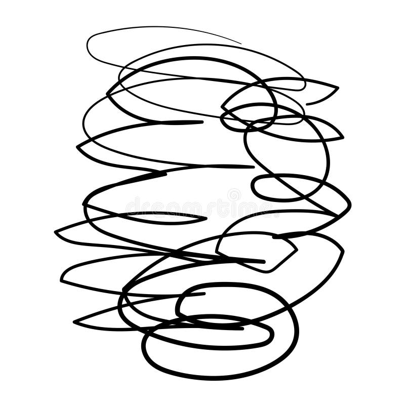 Hand Drawn Chaos Line. Scribble Chaotic Tangled Line. Random Irregular ...