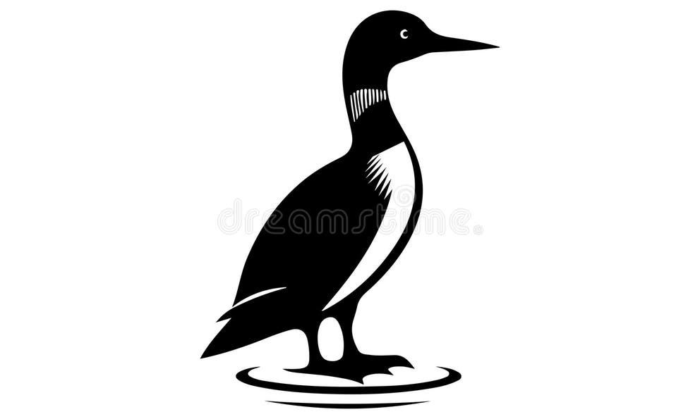 Elegant Black Silhouette Style Loon Logo Template Vector Illustration ...