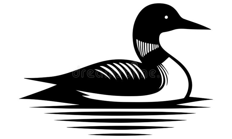 Elegant Black Silhouette Style Loon Logo Template Vector Illustration ...