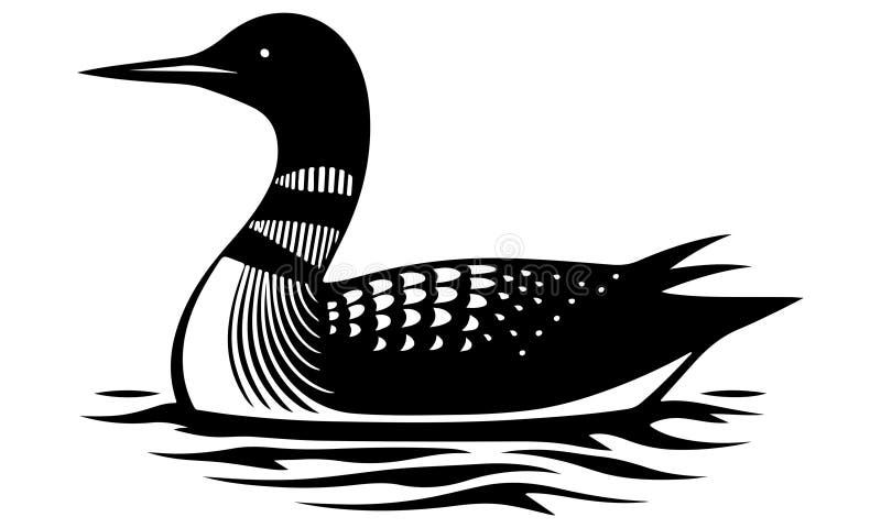 Loon Black Silhouette Style Vector Illustration Art Isolated on ...