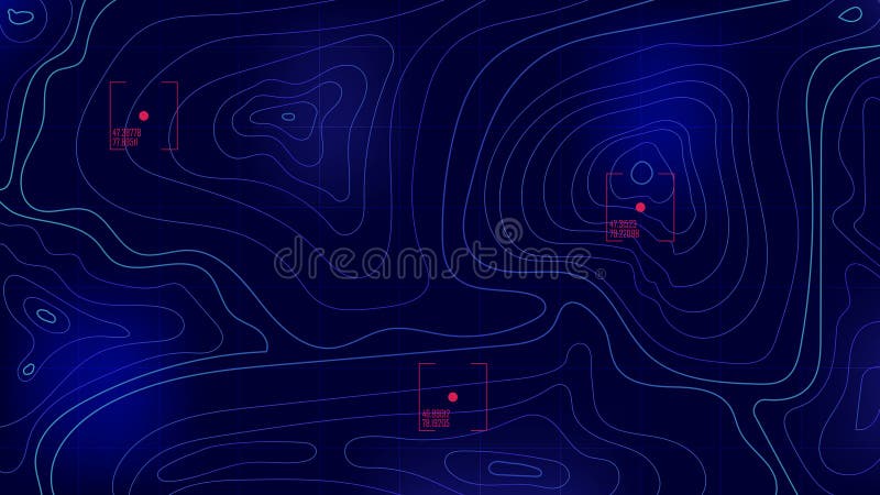 Futuristic Topographic Contour Line UI Technology. GPS Coordinate AI ...