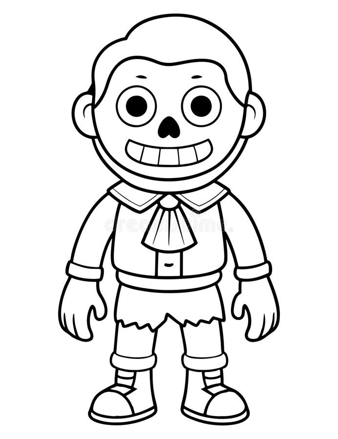 Halloween Zombie Costume, Halloween Coloring Page, Zombie Line Art ...