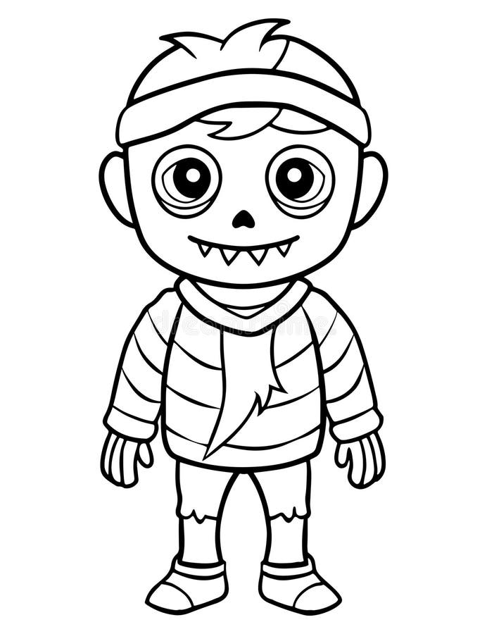 Halloween Zombie Costume, Halloween Coloring Page, Zombie Line Art ...