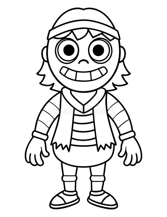 Halloween Zombie Costume, Halloween Coloring Page, Zombie Line Art ...