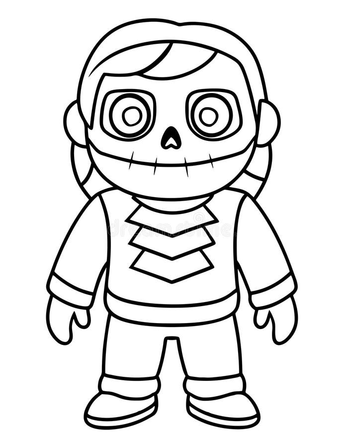 Halloween Zombie Costume, Halloween Coloring Page, Zombie Line Art ...
