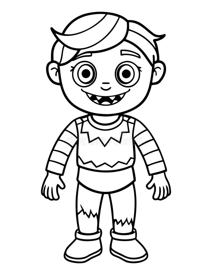 Halloween Zombie Costume, Halloween Coloring Page, Zombie Line Art ...