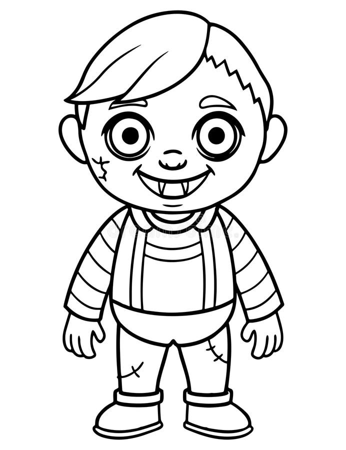 Halloween Zombie Costume, Halloween Coloring Page, Zombie Line Art ...