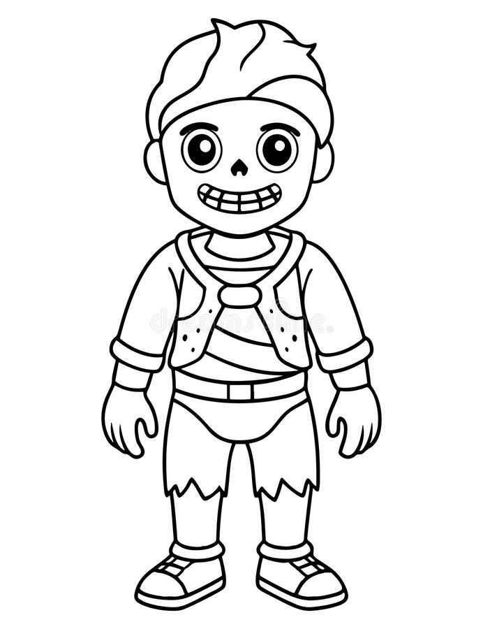 Halloween Zombie Costume, Halloween Coloring Page, Zombie Line Art ...