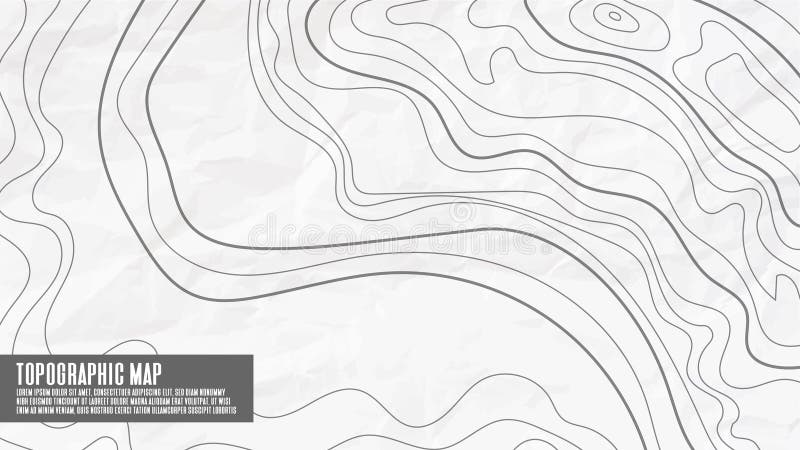 Abstract Topographic Contour Line Isolated on White Crumpled Paper ...
