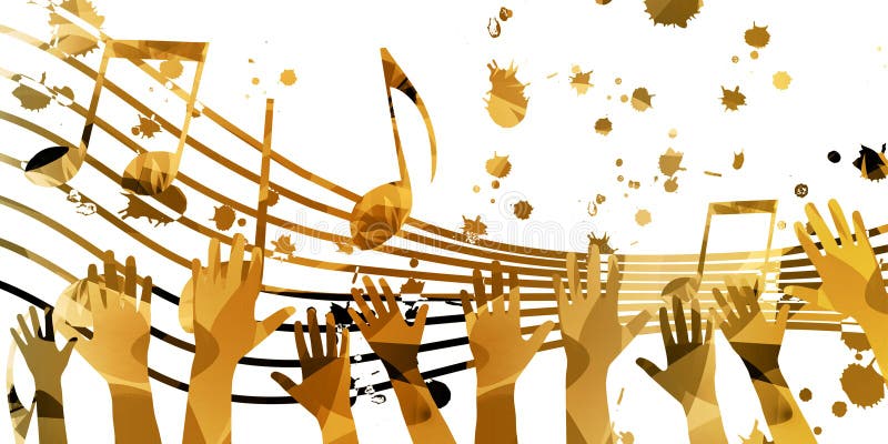 Music Background with Musical Notes Staff and Hands Vector Illustration ...