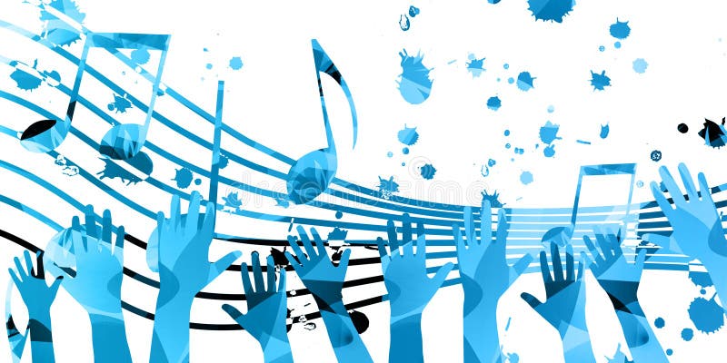 Music Background with Musical Notes Staff and Hands Vector Illustration ...