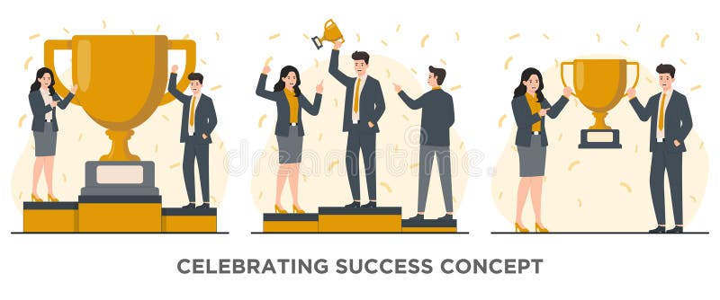 Celebrating Success Concept Flat Design Vector Illustration Stock ...