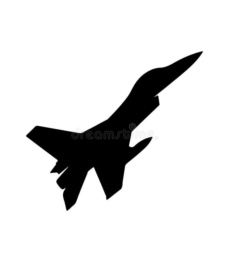 Fighter Jet Black Silhouette Icon Isolated Vector Illustration Stock ...