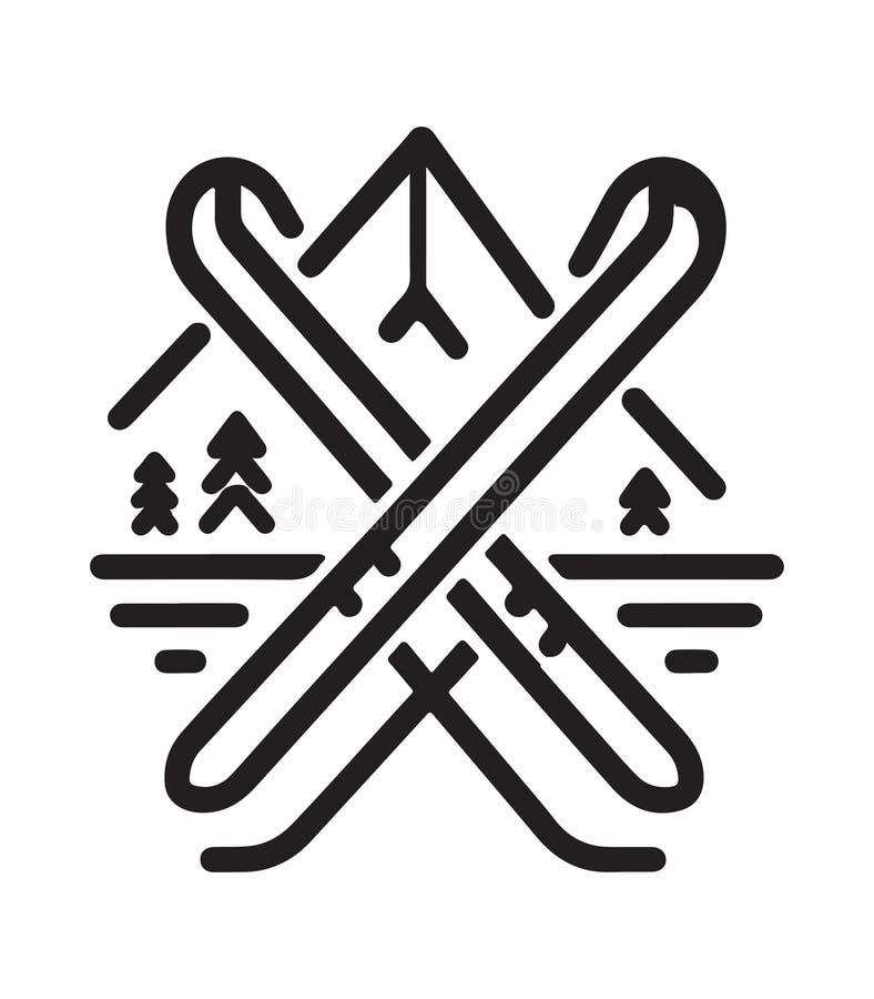 Simple Skis Vector Style in Forest Line Icon Stock Vector ...