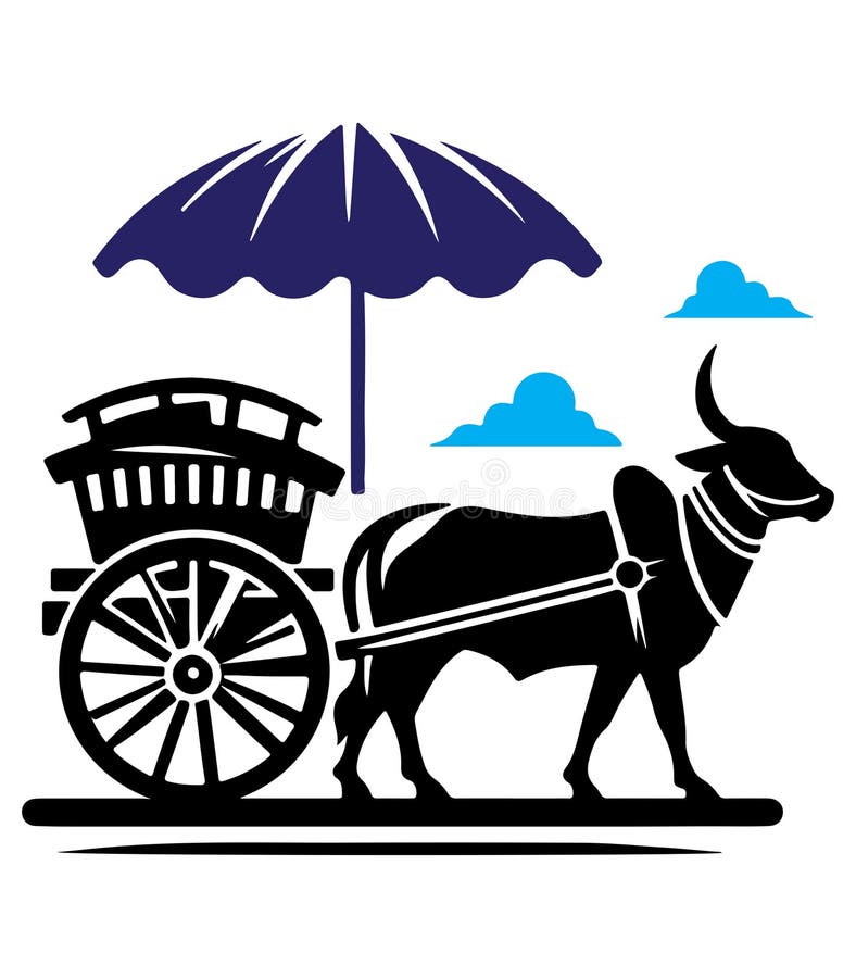 A Simple Bullock Cart Design Vector Style Stock Vector - Illustration ...