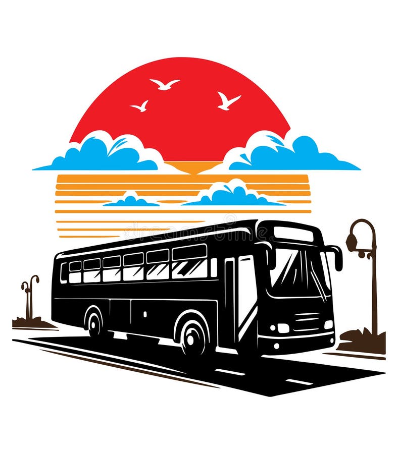 Simple Bus and the Road Vector Style Stock Vector - Illustration of ...