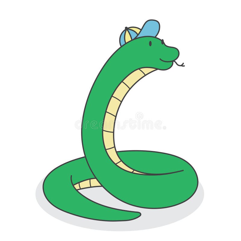 Cartoon Illustration of a Cute Snake Wearing a Hat Stock Vector ...