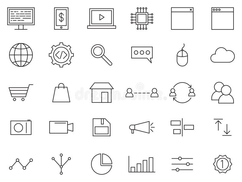 Digital Business Minimalist Icon Stock Illustration - Illustration of ...