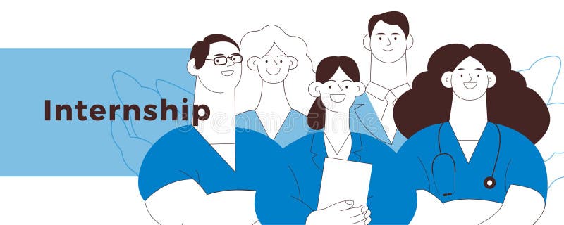 Internship Jobs. Medical Specialists Standing Together, Team of Interns ...