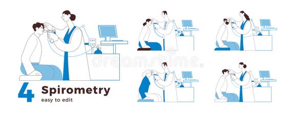 Spirometry Collection. Medical Specialists and Patients Performing ...