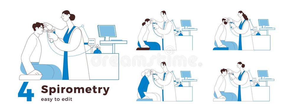 Spirometry Collection. Medical Specialists and Patients Performing ...