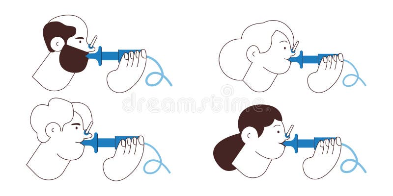 Patients Performing Pulmonary Function Test. Black and White Modern ...