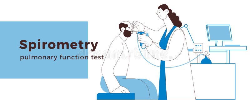 Medical Specialist Performing Spirometry on Patient in Medical Office ...