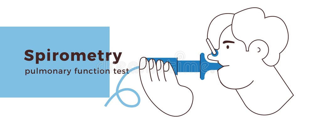 Male Performs Pulmonary Function Test. Black and White Modern Flat ...