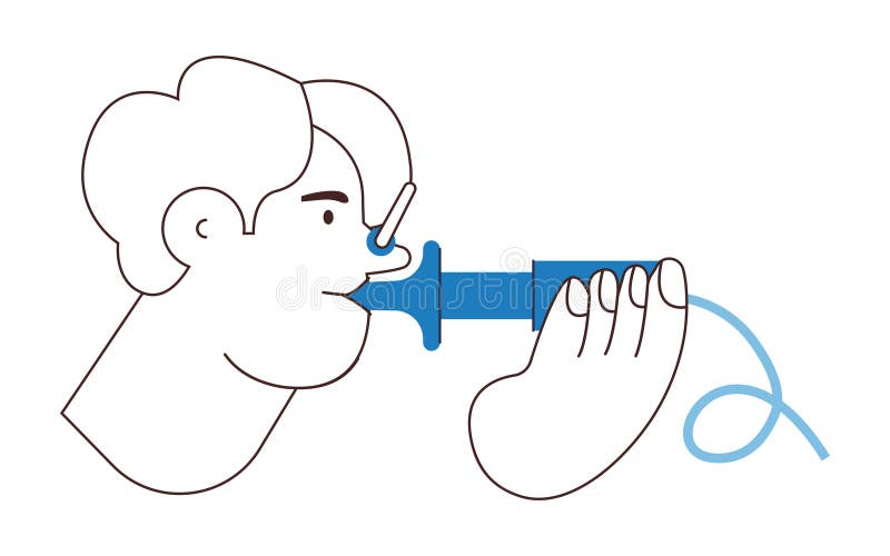 Male Performs Pulmonary Function Test. Black and White Modern Flat ...
