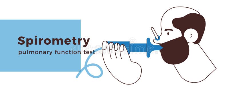 Male Performs Pulmonary Function Test. Black and White Modern Flat ...