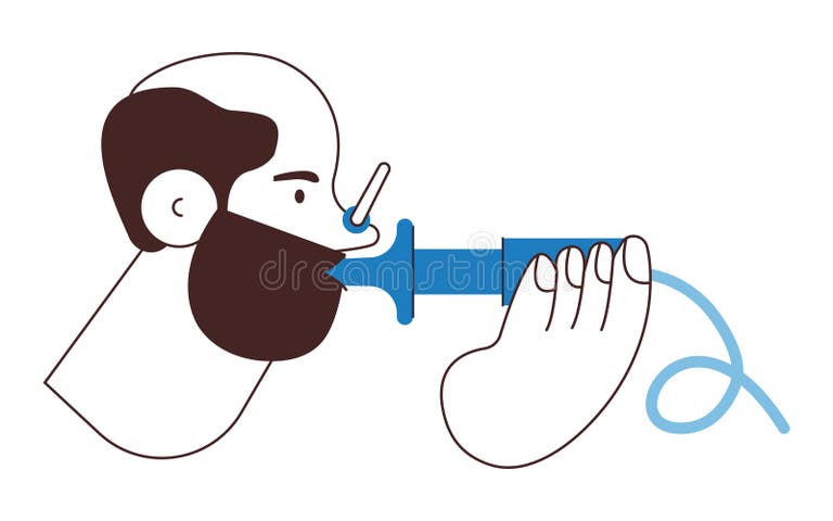 Male Performs Pulmonary Function Test. Black and White Modern Flat ...