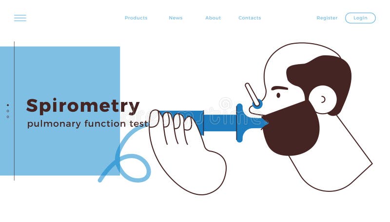 Male Performs Pulmonary Function Test. Black and White Modern Flat ...