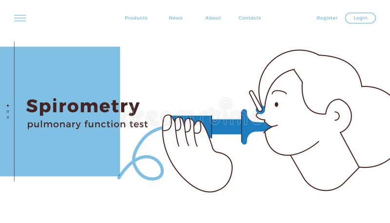 Female Performs Pulmonary Function Test. Black and White Modern Flat ...
