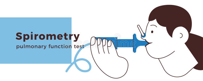 Female Performs Pulmonary Function Test. Black and White Modern Flat ...