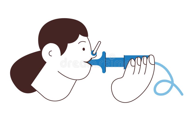 Female Performs Pulmonary Function Test. Black and White Modern Flat ...