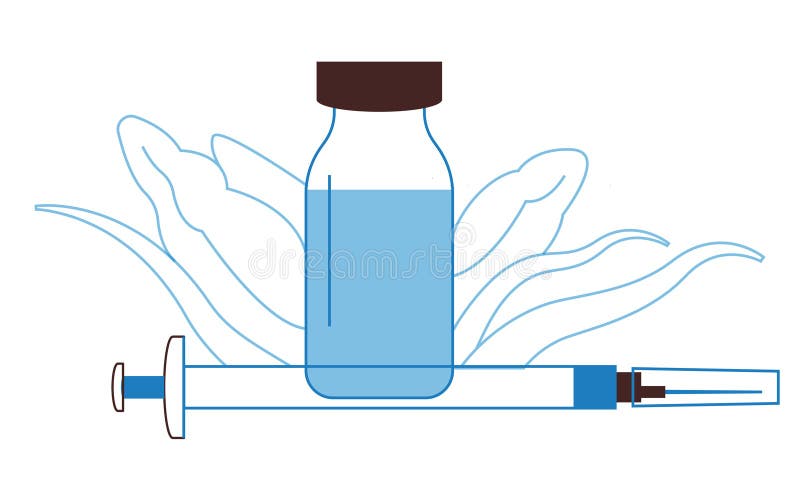 Vaccine Bottle. Ampoule with Liquid and Medical Syringe for Injection ...