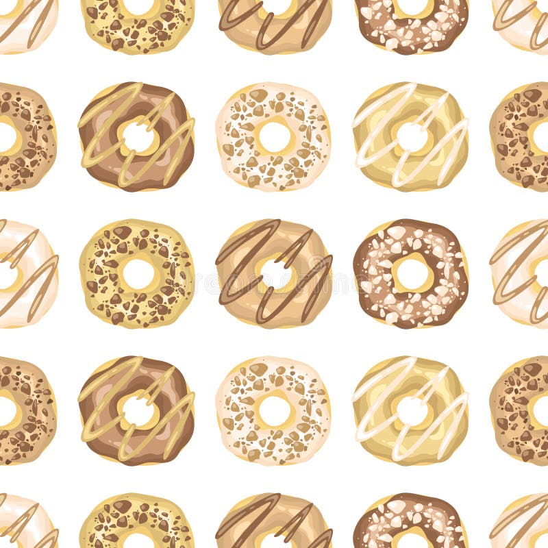 Set of Doughnut Donut Seamless Pattern Pastry Sweet Dessert for Print ...