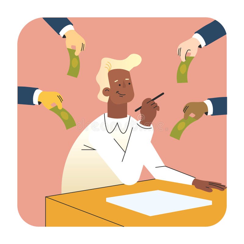 Creative Worker Getting Paid Stock Illustration - Illustration of ...