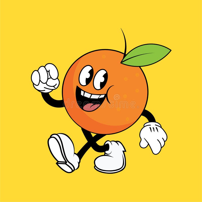 Retro Orange Cartoon Mascot Stock Illustration - Illustration of ...