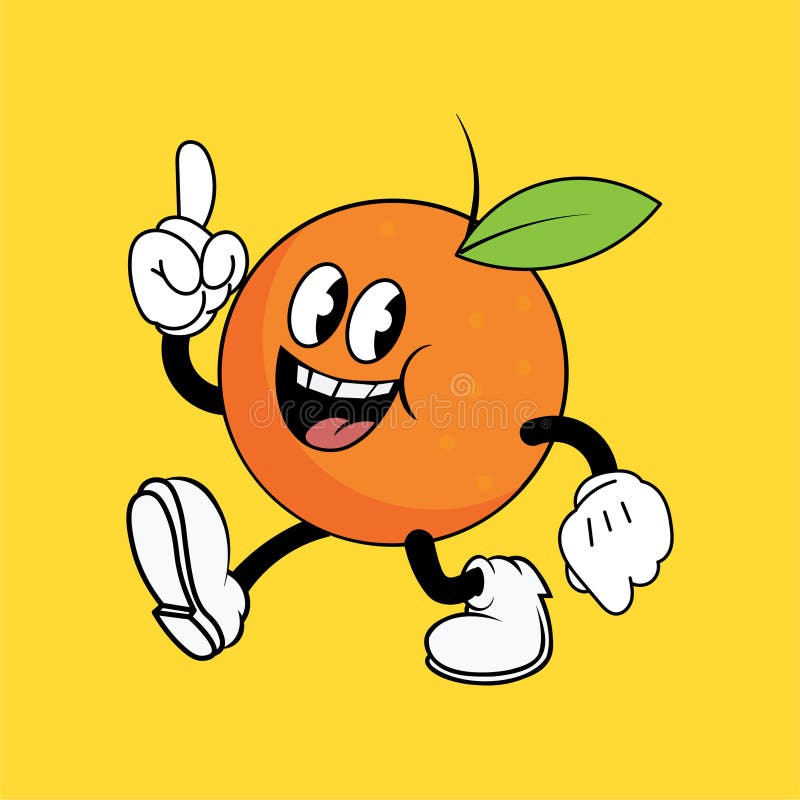 Retro Orange Cartoon Mascot Stock Illustration - Illustration of ...