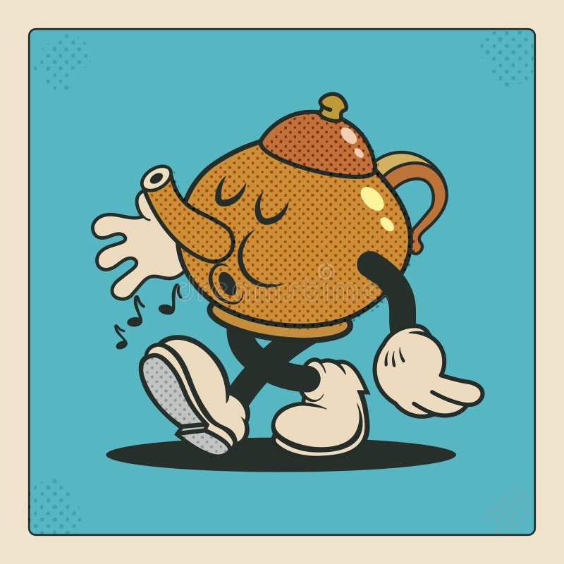 Whistling kettle character stock illustration. Illustration of artistic ...