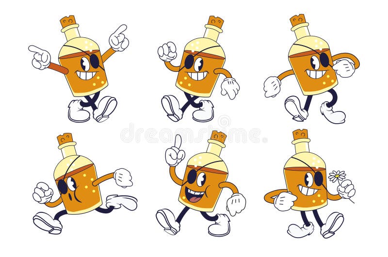 Illustrated Trio of Rum Bottle Characters Stock Illustration ...