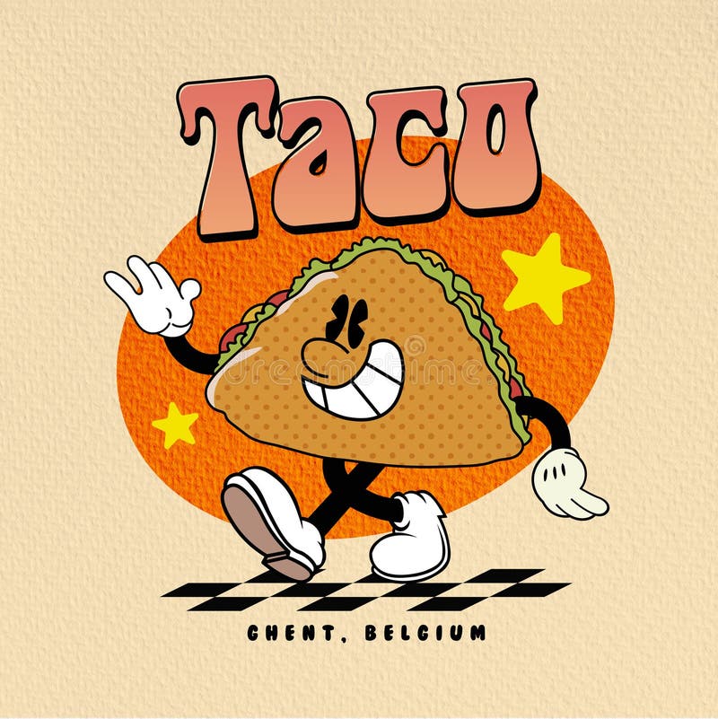 Vintage Cartoon Taco Mascot Stock Illustration - Illustration of ...