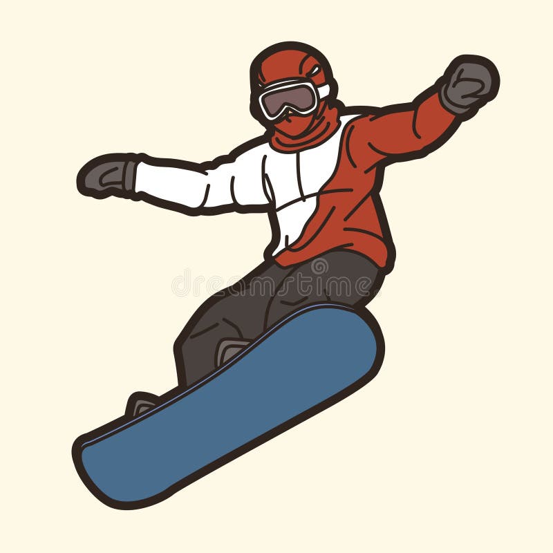 Snowboard Player Action Snowboarder Cartoon Sport Graphic Vector Stock ...