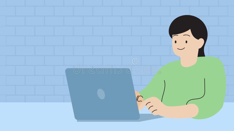 Minimalist Illustration of a Person Using a Laptop Stock Vector ...