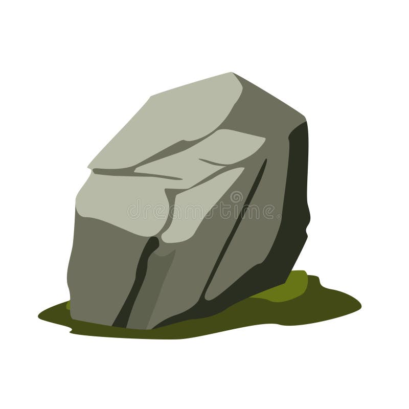 A Large Gray Stone on the Mossy Ground, Big Moss Rock Vector ...